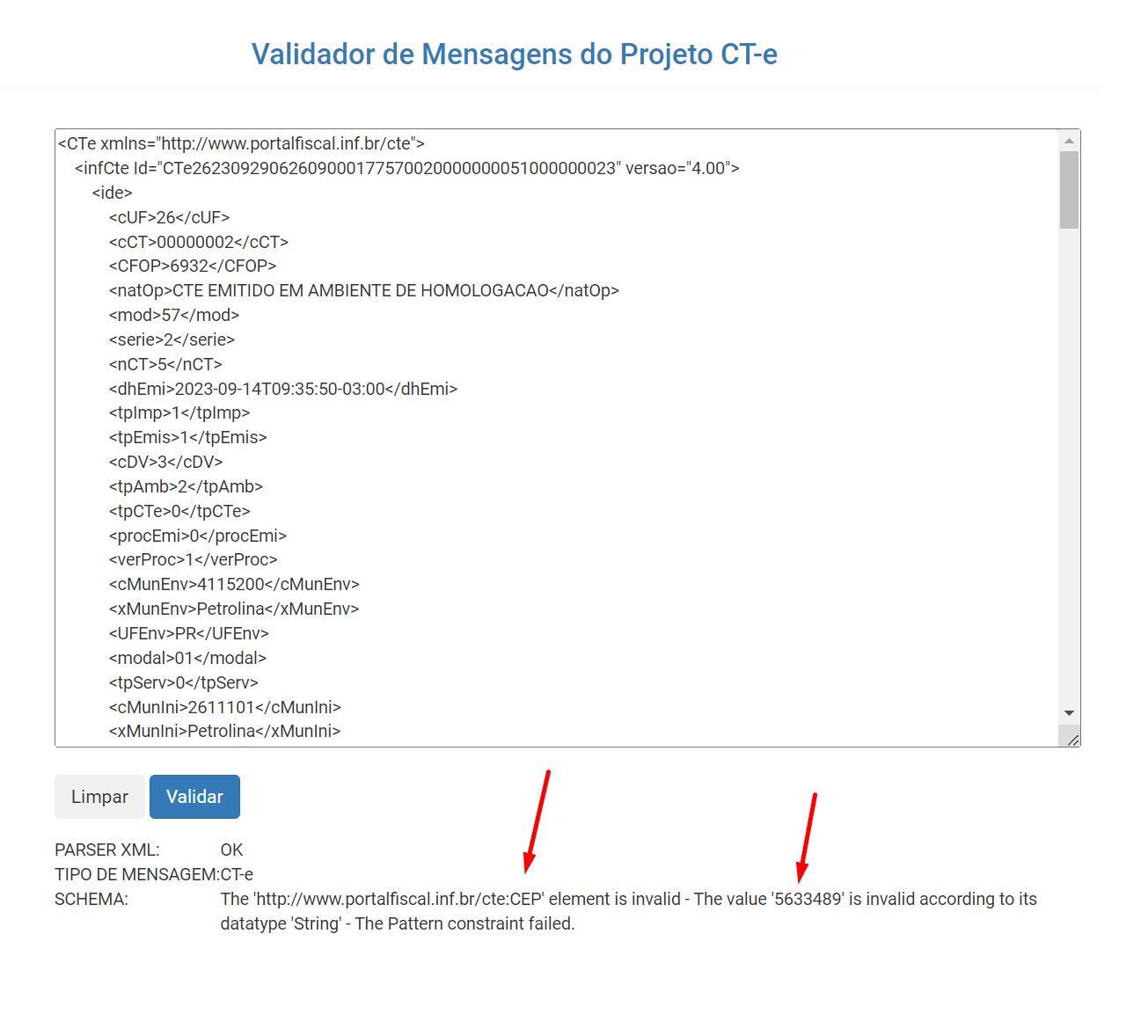 Validando um XML | CT-e – Central de Atendimento