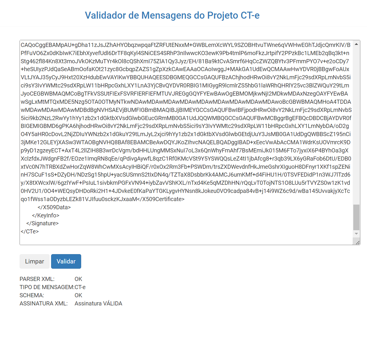 Validando um XML | CT-e – Central de Atendimento